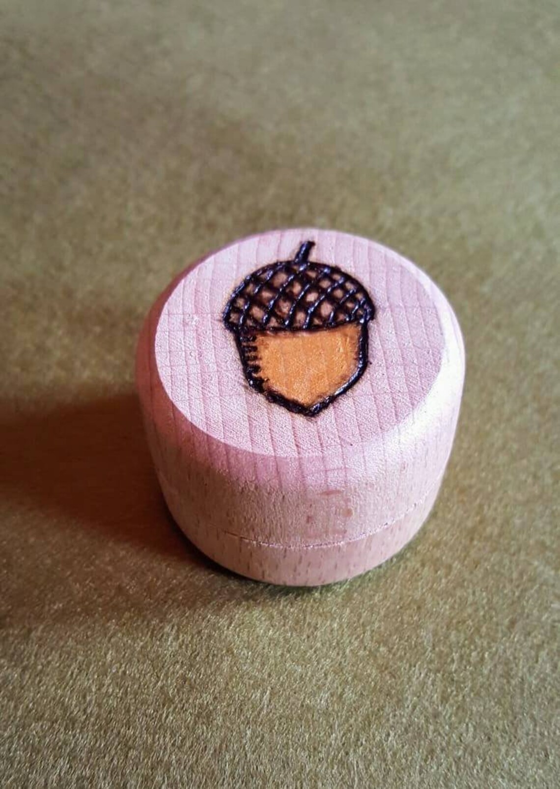 Golden Acorn Wooden Mini Pot, Pyrography Trinket Box. Solid Beech - Etsy UK