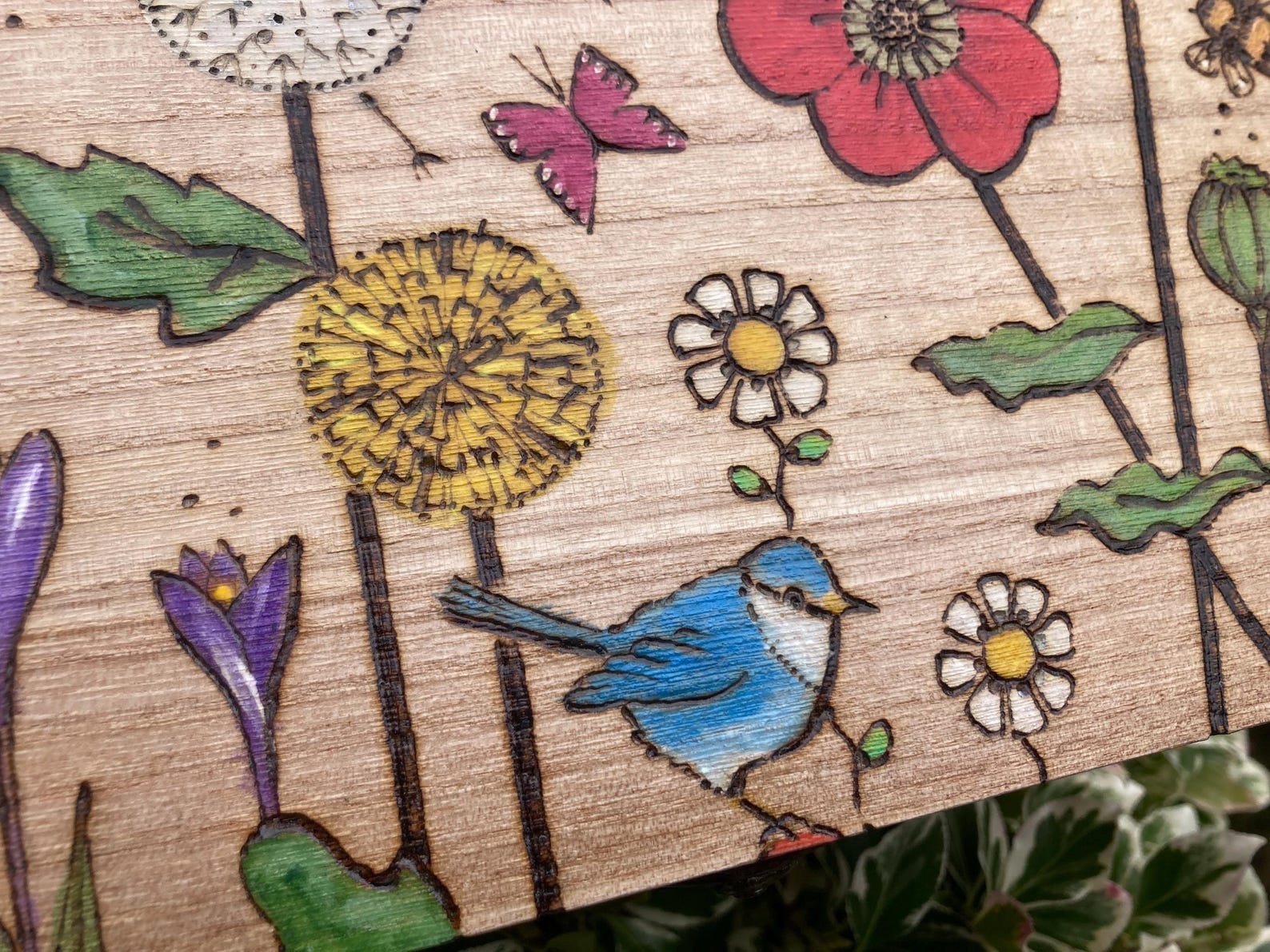 Personalised Wooden Wildflower Jewellery Box With Removable Tray, Large ...