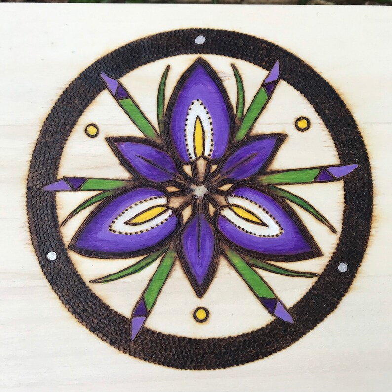 Personalised Iris Floral Deep Wooden Box Unique Pyrography - Etsy UK