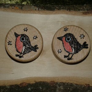 Robin Mini-pot, Pyrography Christmas Box, Round Robin Wooden Ring Pot ...
