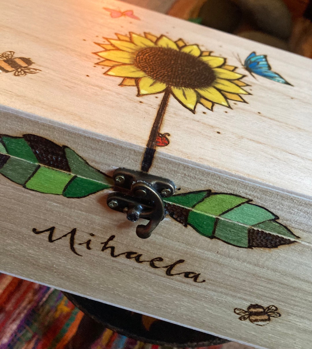 Personalised Shimmering Sunflower Jewellery Box With Removable Tray ...