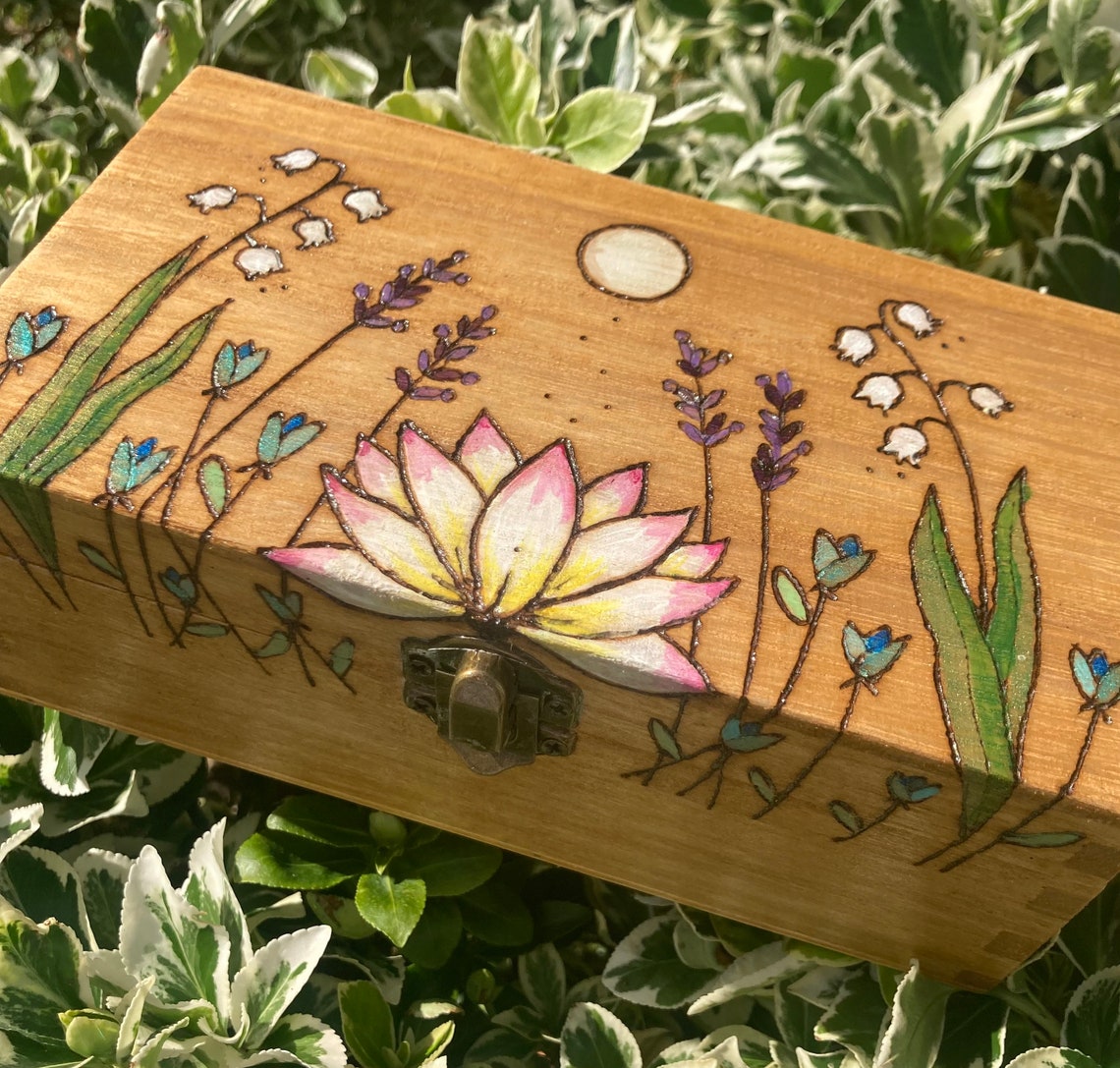 Personalised Lotus Wildflower Box - Crystal Box - Small Flower Box ...