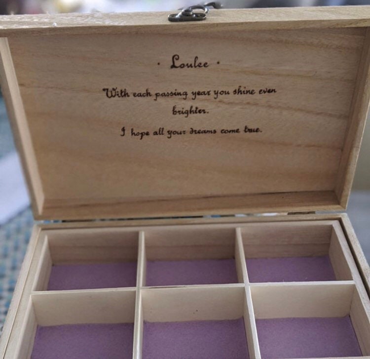 Personalised Wooden Bluebird and Sunflower Jewellery Box With Removable ...