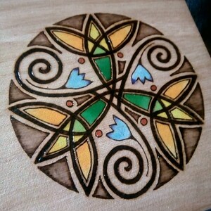Personalised Celtic Daffodil Pyrography Box, Square Wooden Keepsake Box ...