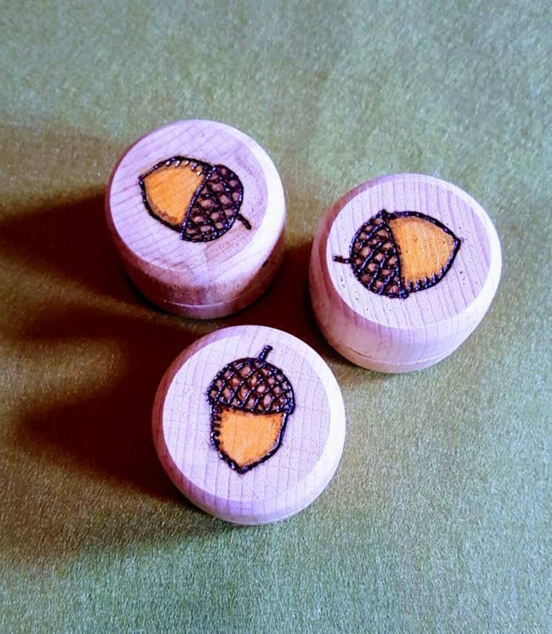 Golden Acorn Wooden Mini Pot, Pyrography Trinket Box. Solid Beech - Etsy UK