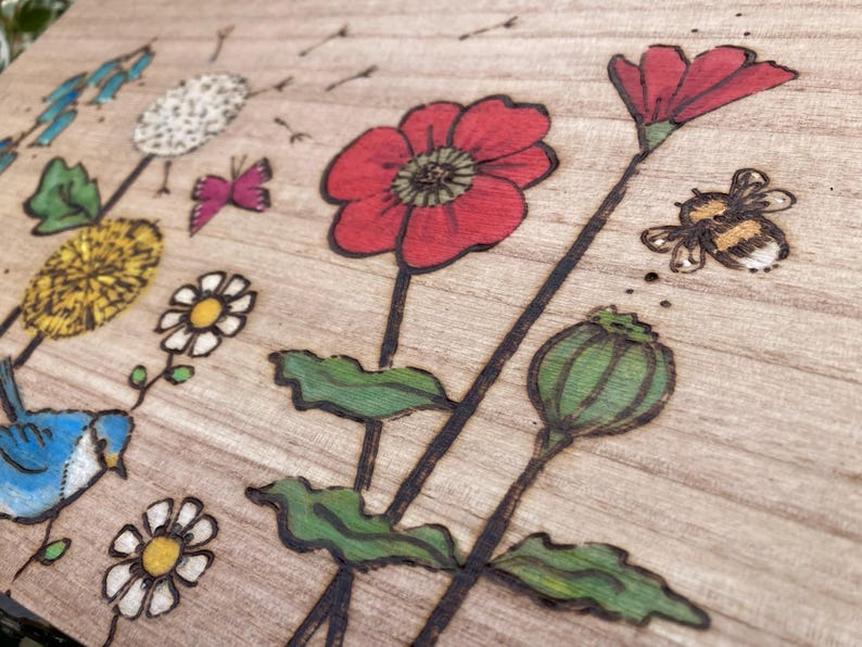 Personalised Wooden Wildflower Jewellery Box With Removable Tray, Large ...