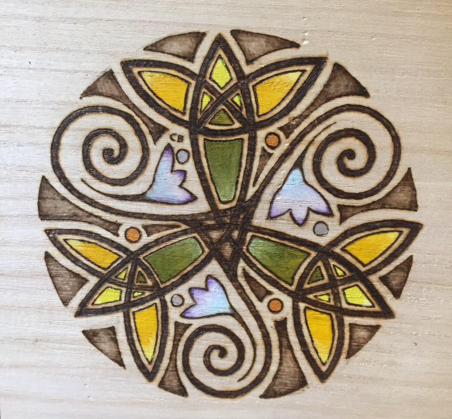 Personalised Celtic Daffodil Pyrography Box Square wooden | Etsy
