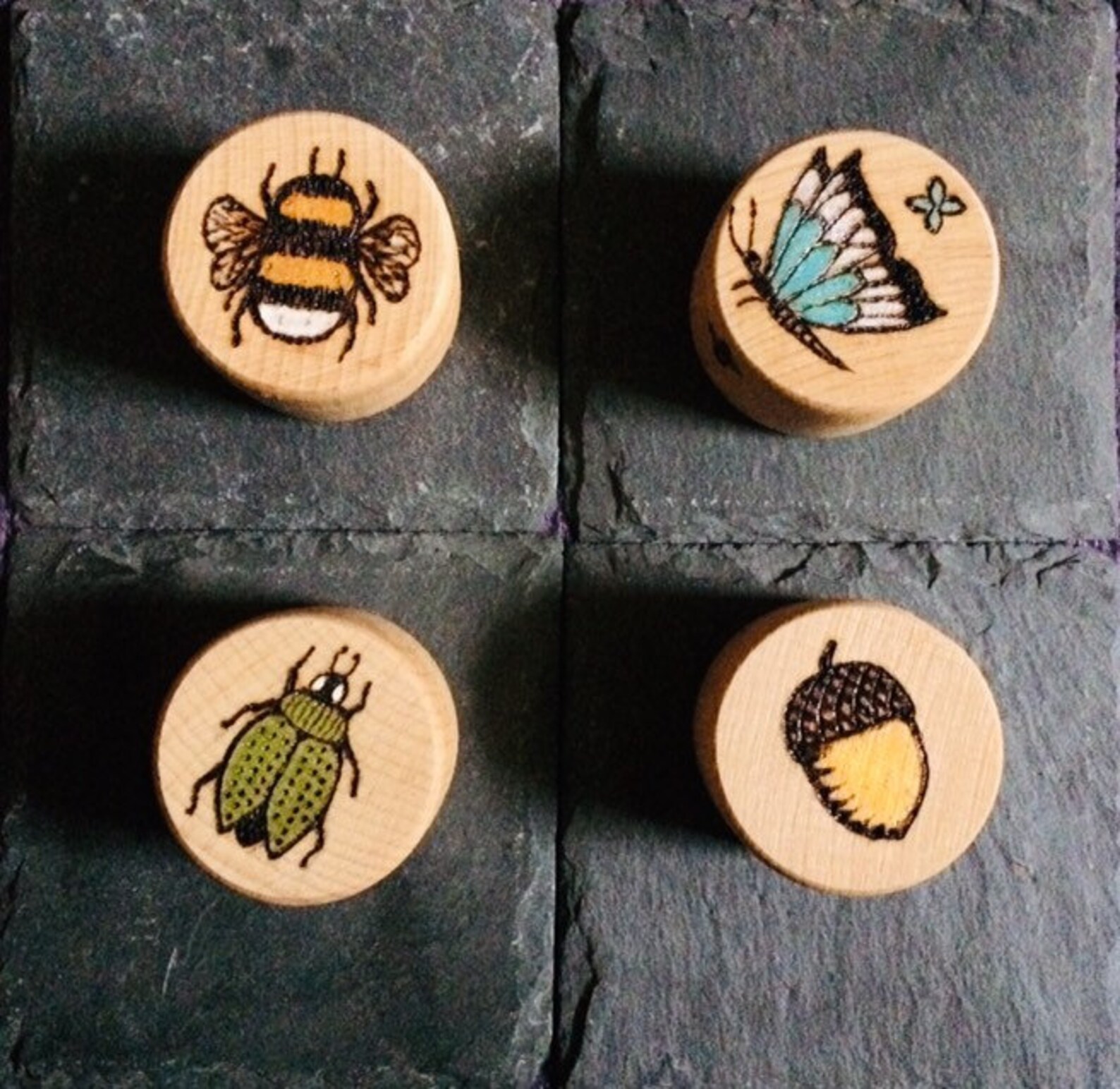 Golden Acorn Wooden Mini Pot, Pyrography Trinket Box. Solid Beech - Etsy UK