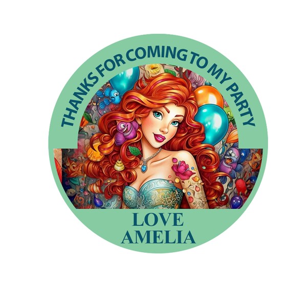 Ariel Thank You Sticker - Etsy