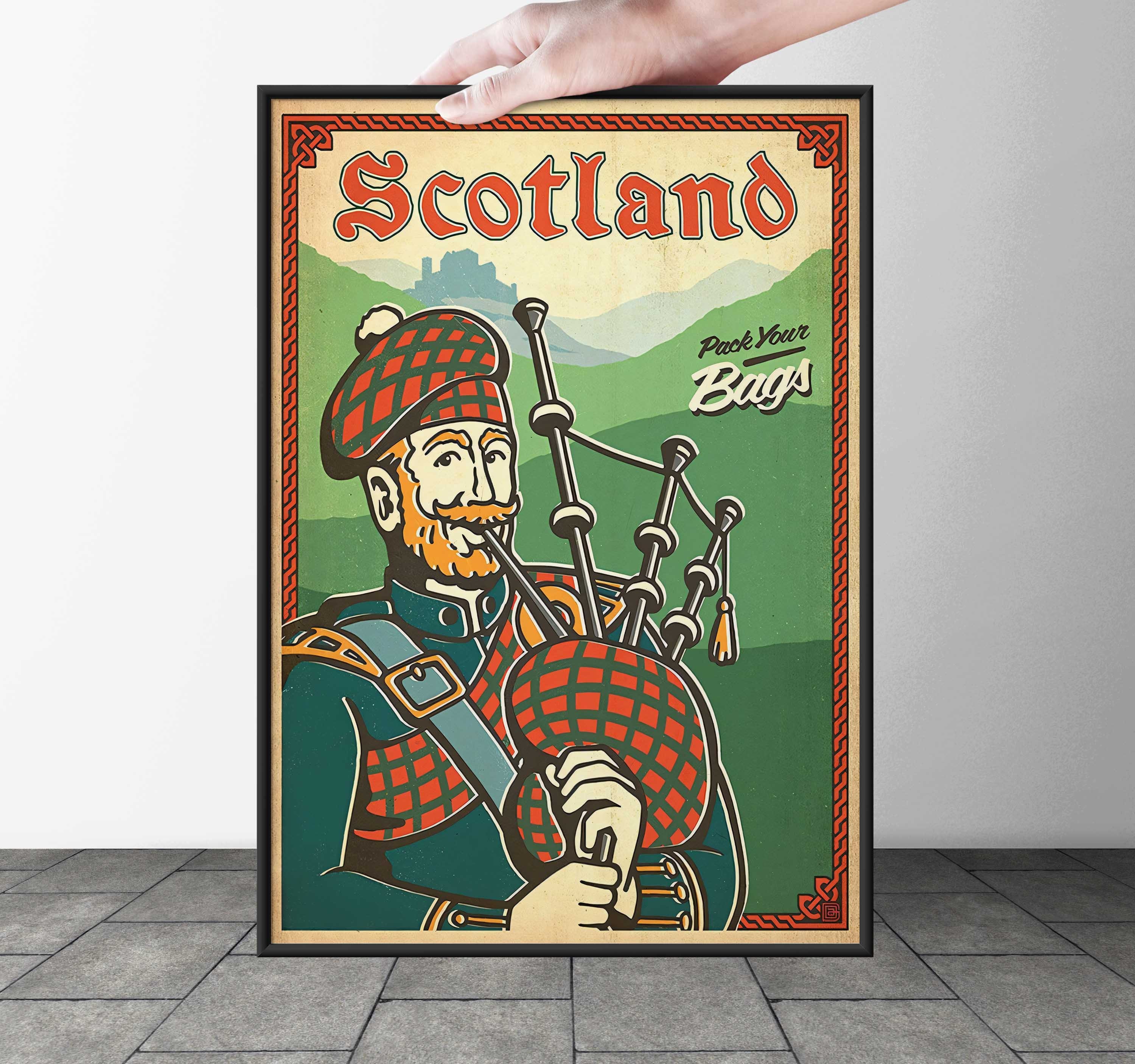 SCOTLAND Vintage Travel Poster Print, Scotland Travel Poster, Wall ...