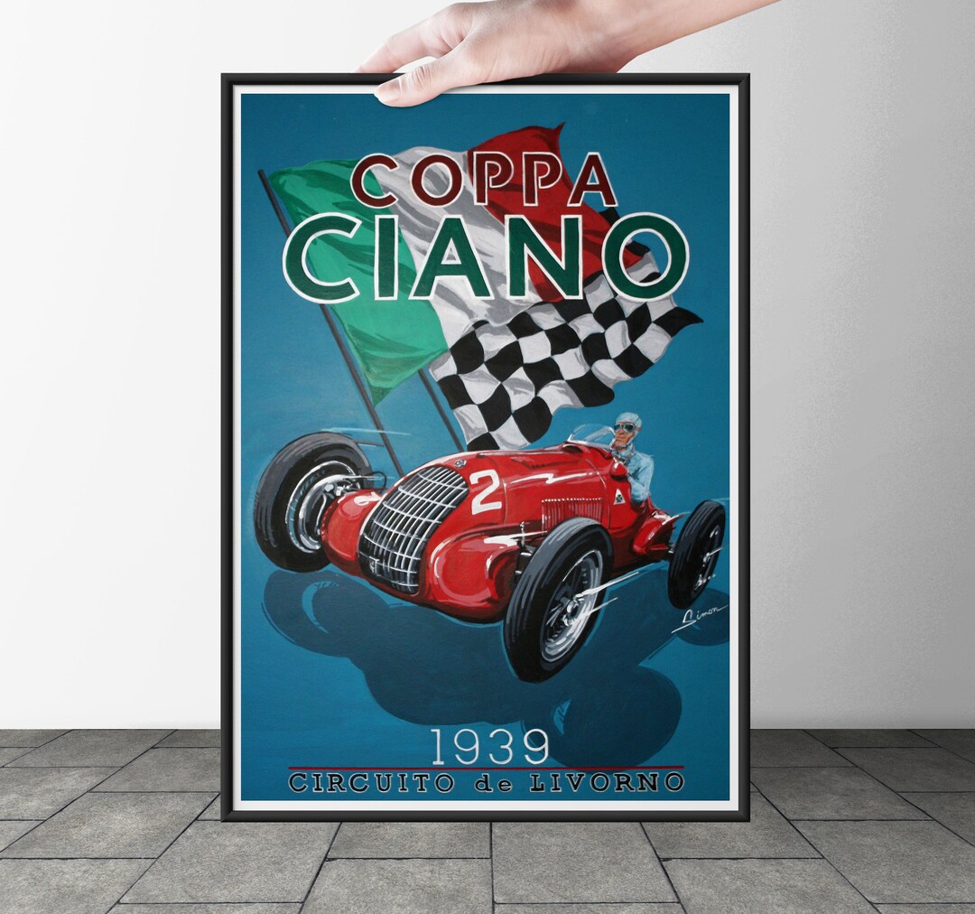 Vintage 1939 Italian Motor Racing Poster ciano - Etsy