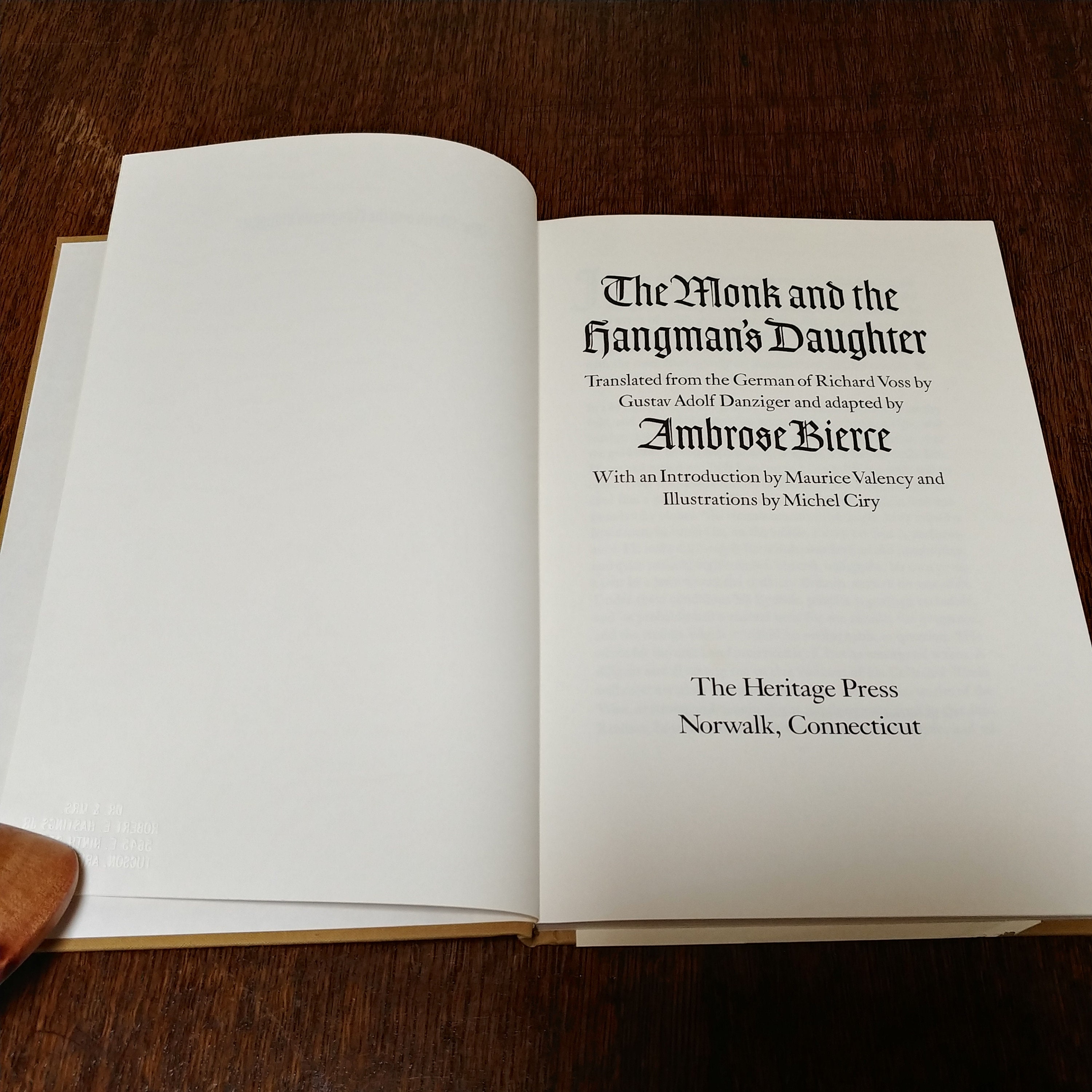 The Monk and the Hangman's Daughter by Richard Voss - Ambrose Bierce ...