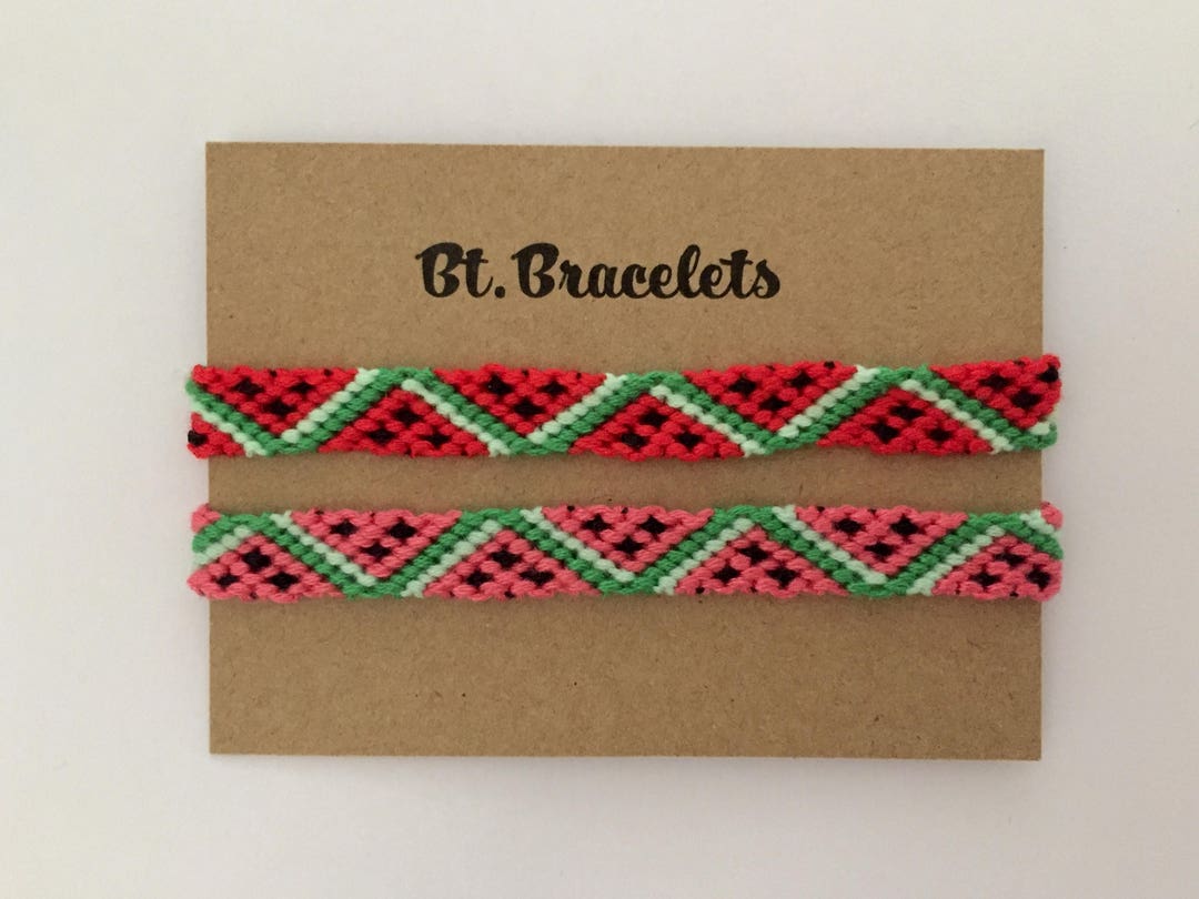 Set of Two Watermelon Friendship Bracelets or Anklets - Etsy