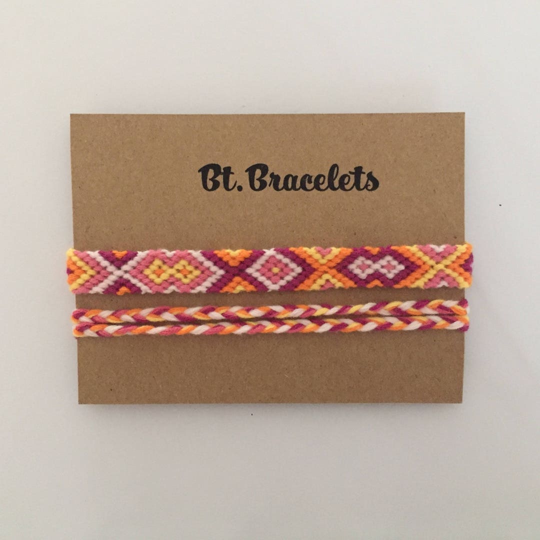 Set of 2 Friendshipbracelets Pink/yellow Bracelets or Anklets - Etsy