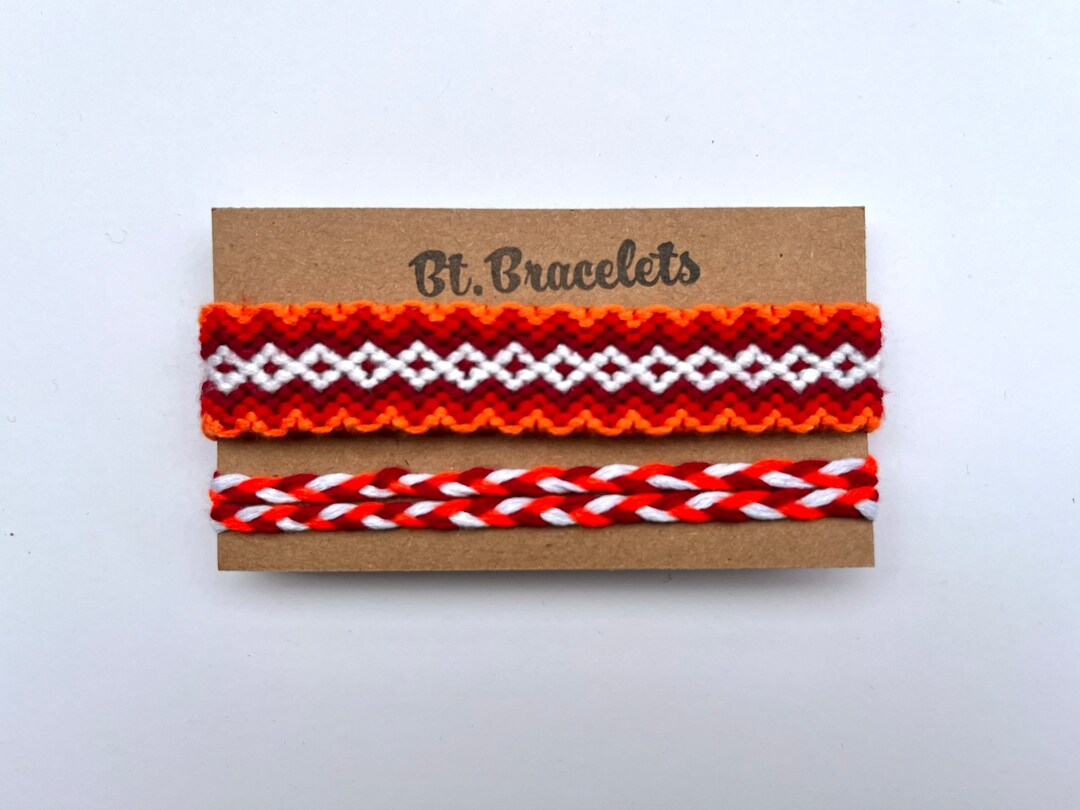 Set of Two Friendshipbracelets Red Orange Broad Bracelets - Etsy