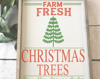 Christmas Tree Wooden Sign PRINTABLE Wall Art / Trees for | Etsy