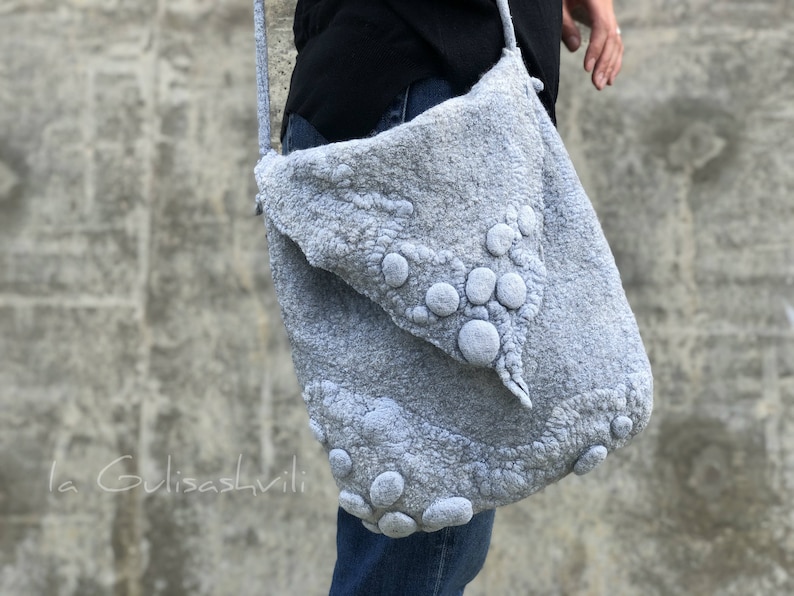 Blue Hand-felted Designer Bag. - Etsy