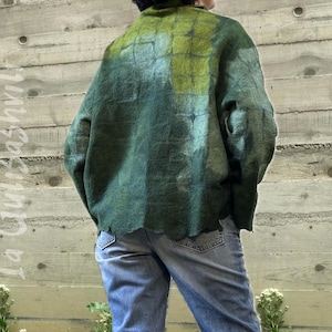 Green Wool Felt Blouse - Nuno Felted Top for Women - Unique Art ...