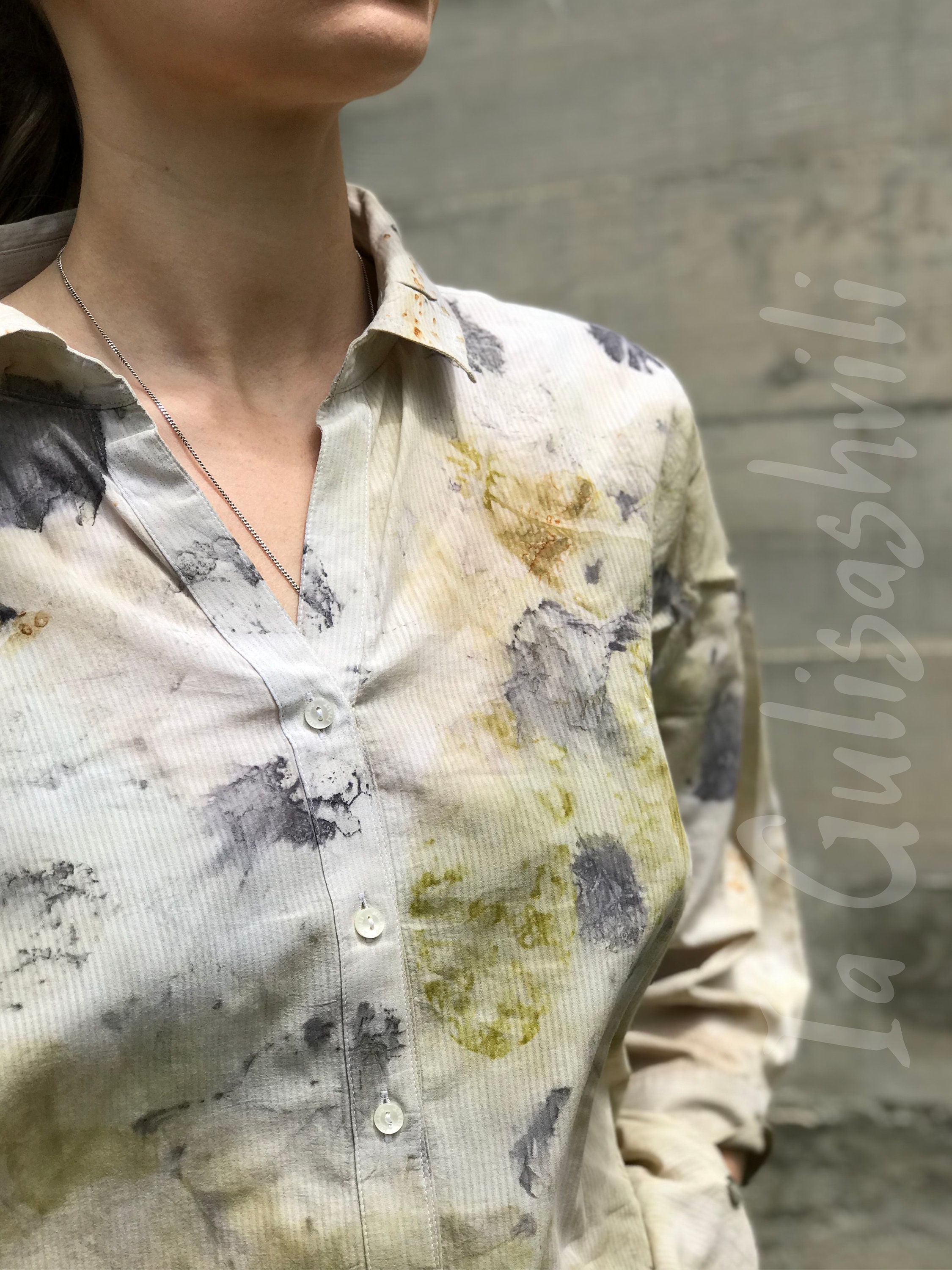 Cotton Batiste Eco Printed Collared T-shirt. Women's - Etsy