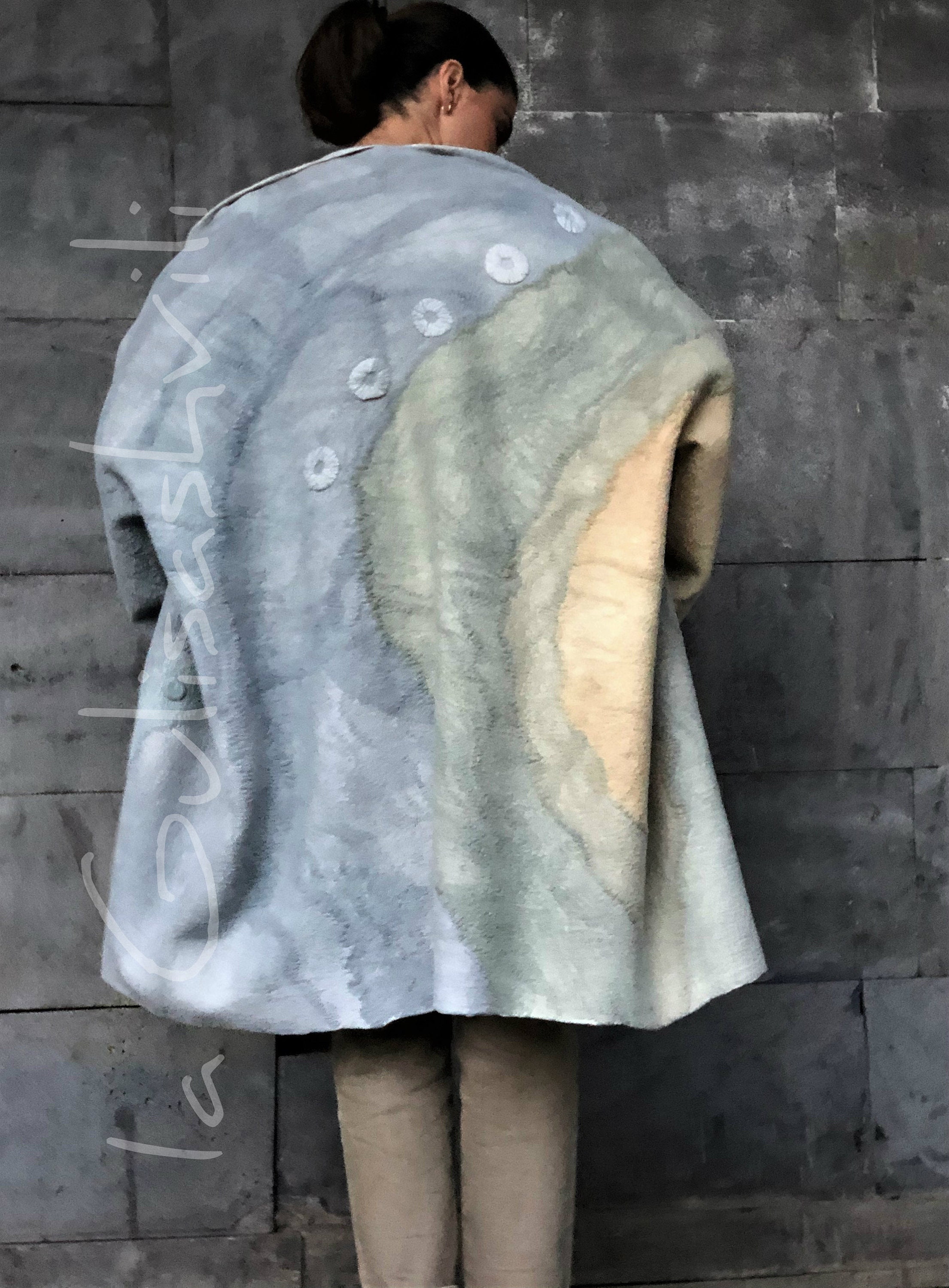 Women Oversized Coat Wearable Art Nuno Felted Jacket - Etsy