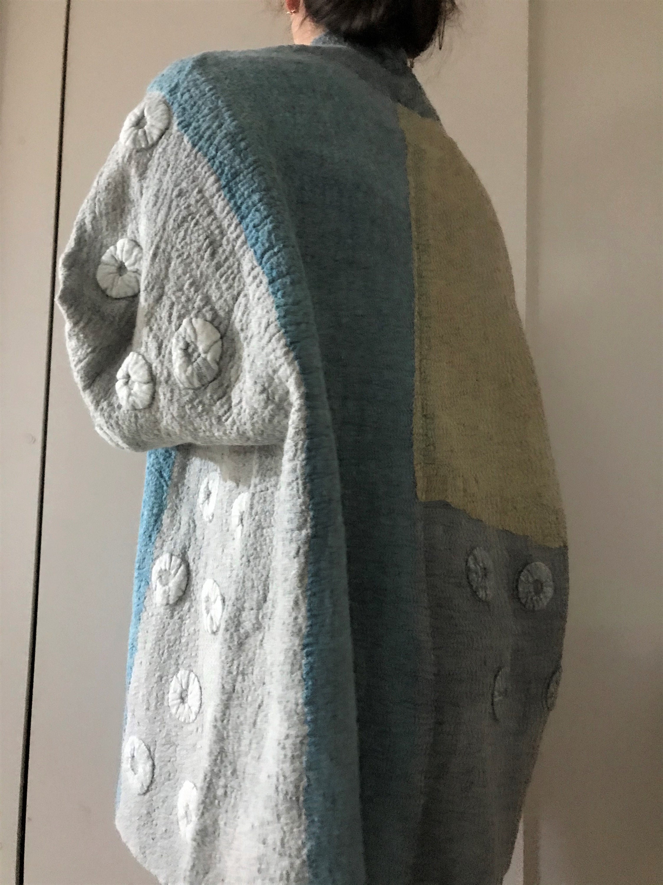 Women Oversized Hand Felted Jacket,, Nuno Felt Coat, Wearable Art ...