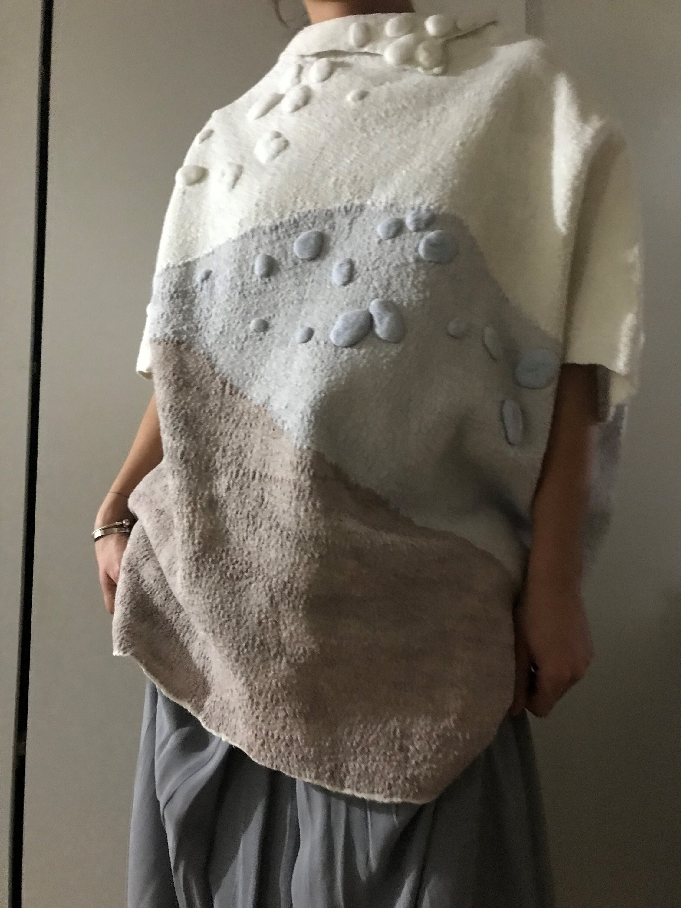 Felted Blouse, Felted Wool, Women Nuno Felt Top, Wearable Art Clothing ...