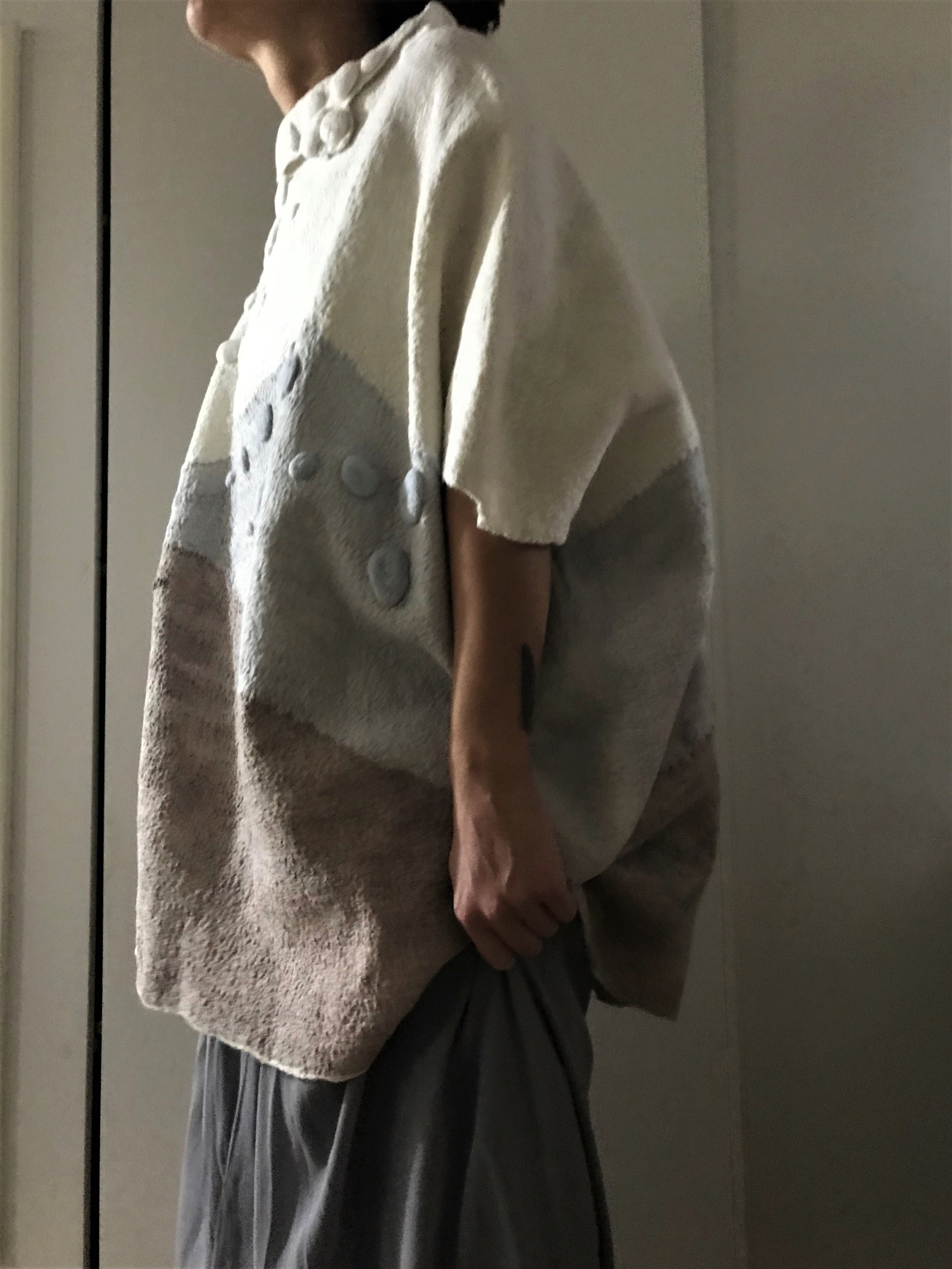 Felted Blouse, Felted Wool, Women Nuno Felt Top, Wearable Art Clothing ...