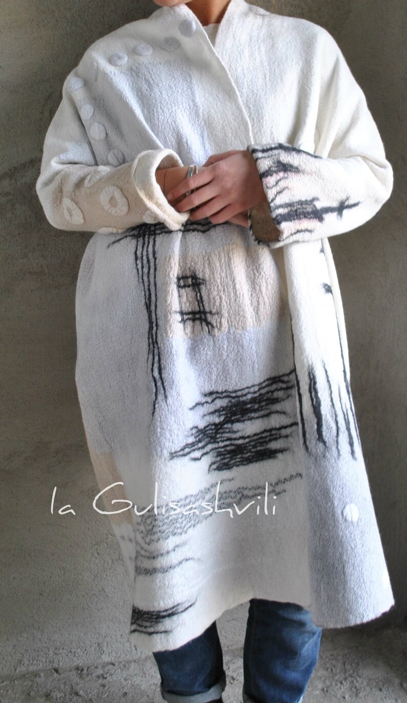 Felted jacket Women oversized coat Nuno felt coat | Etsy