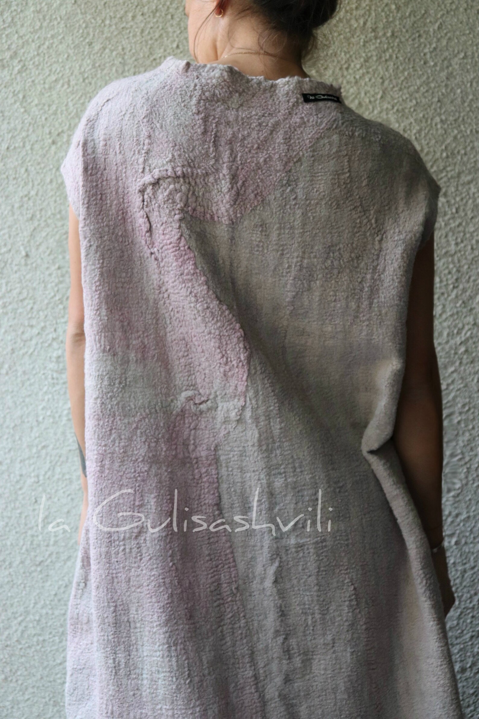Women's Plus Size Grey-pink Hand Felted Dress..nuno Felt Dress ...