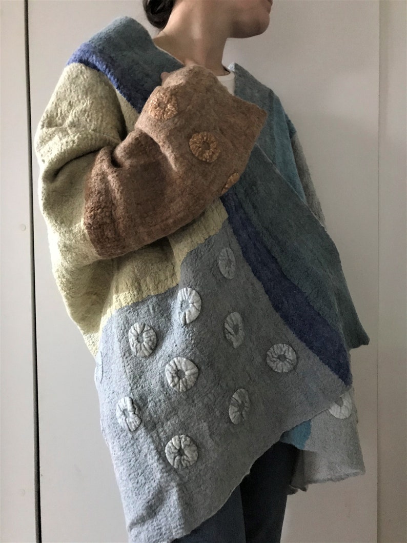 Women Oversized Hand Felted Jacket,, Nuno Felt Coat, Wearable Art ...