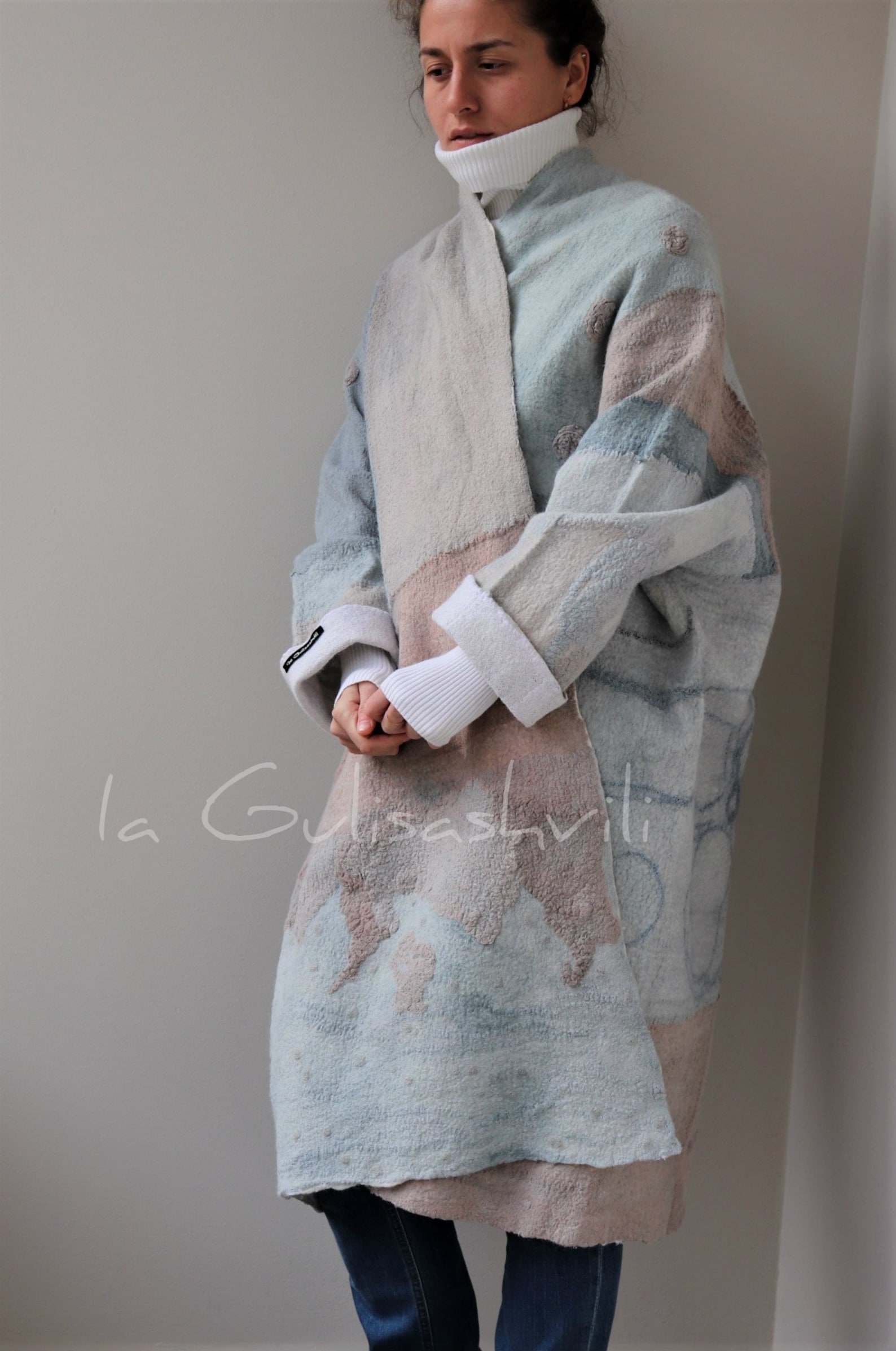 Felted Jacket Women Oversized Fall Coat Nuno Felt Coat - Etsy