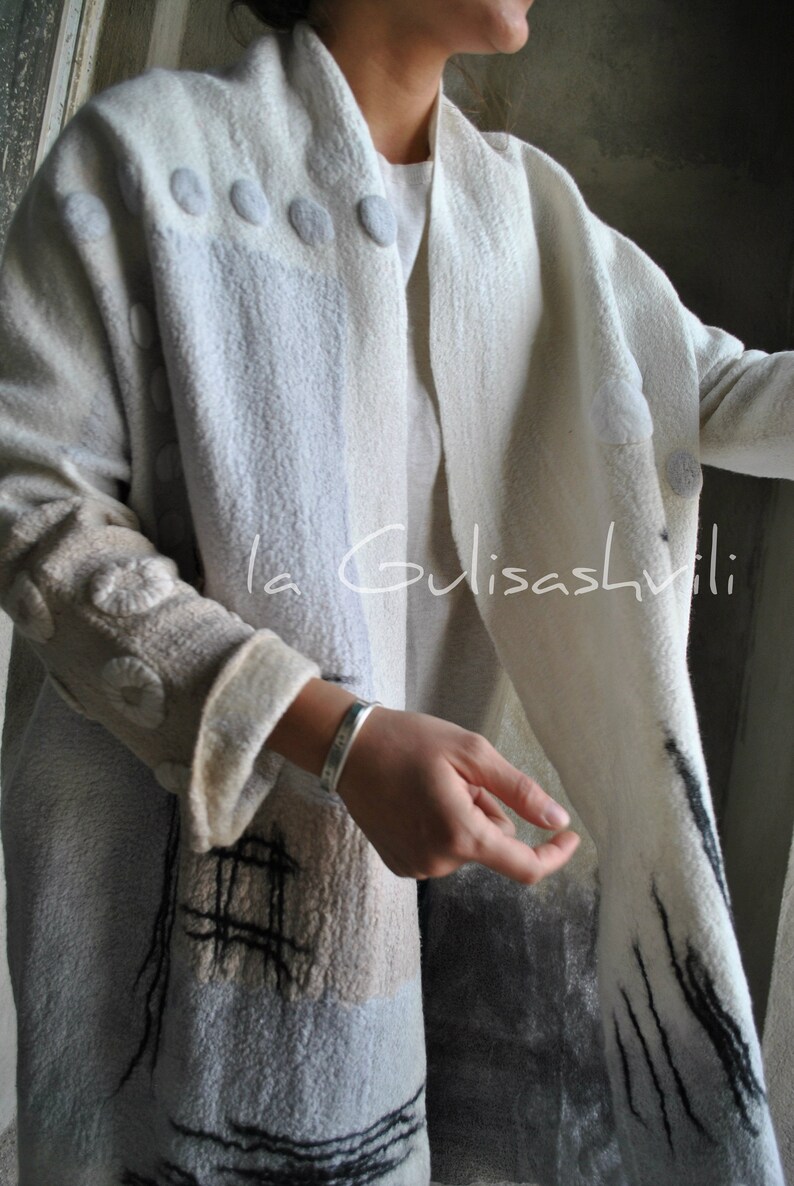 Felted jacket Women oversized coat Nuno felt coat | Etsy