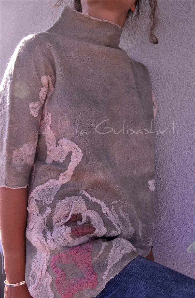 Handmade Felted Wool Pullover: Nuno Wearable Art Top - Etsy