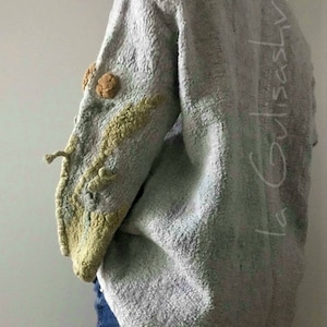 Felted Blouse, Felted Wool, Women Gray Nuno Felt Top, Wearable Art ...