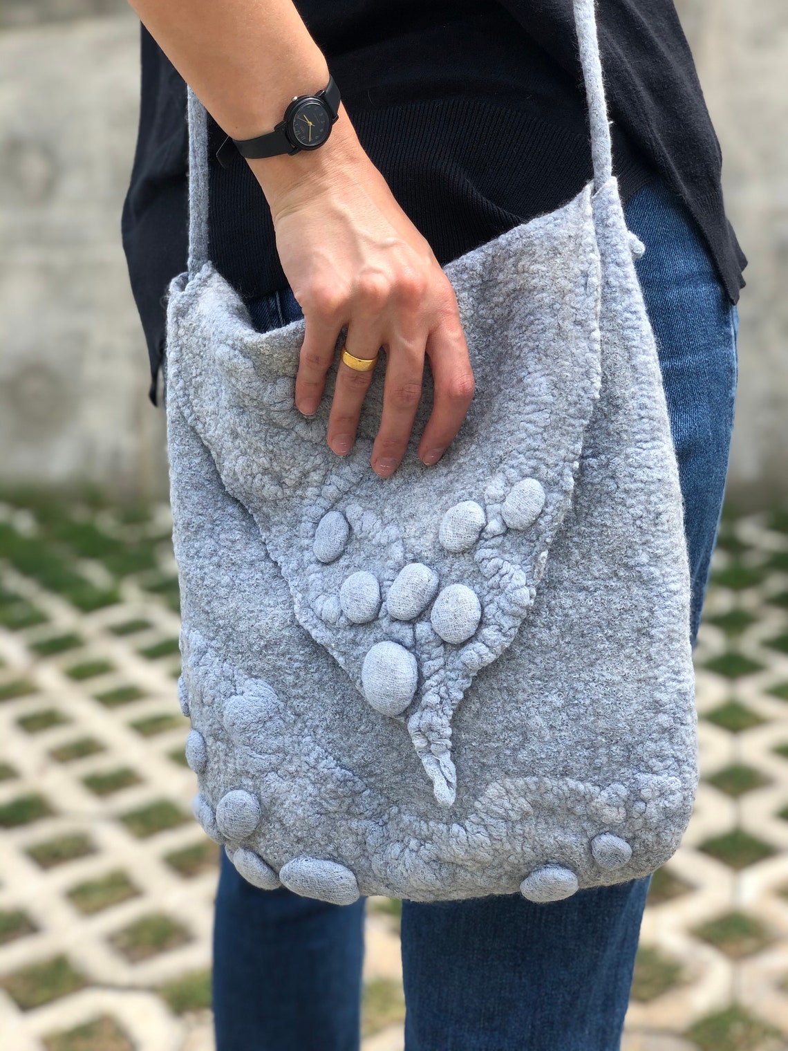 Blue Hand-felted Designer Bag. - Etsy