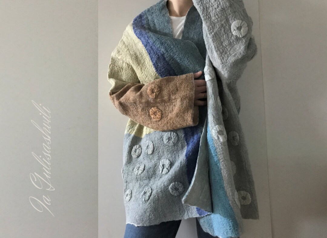 Women Oversized Hand Felted Jacket,, Nuno Felt Coat, Wearable Art ...