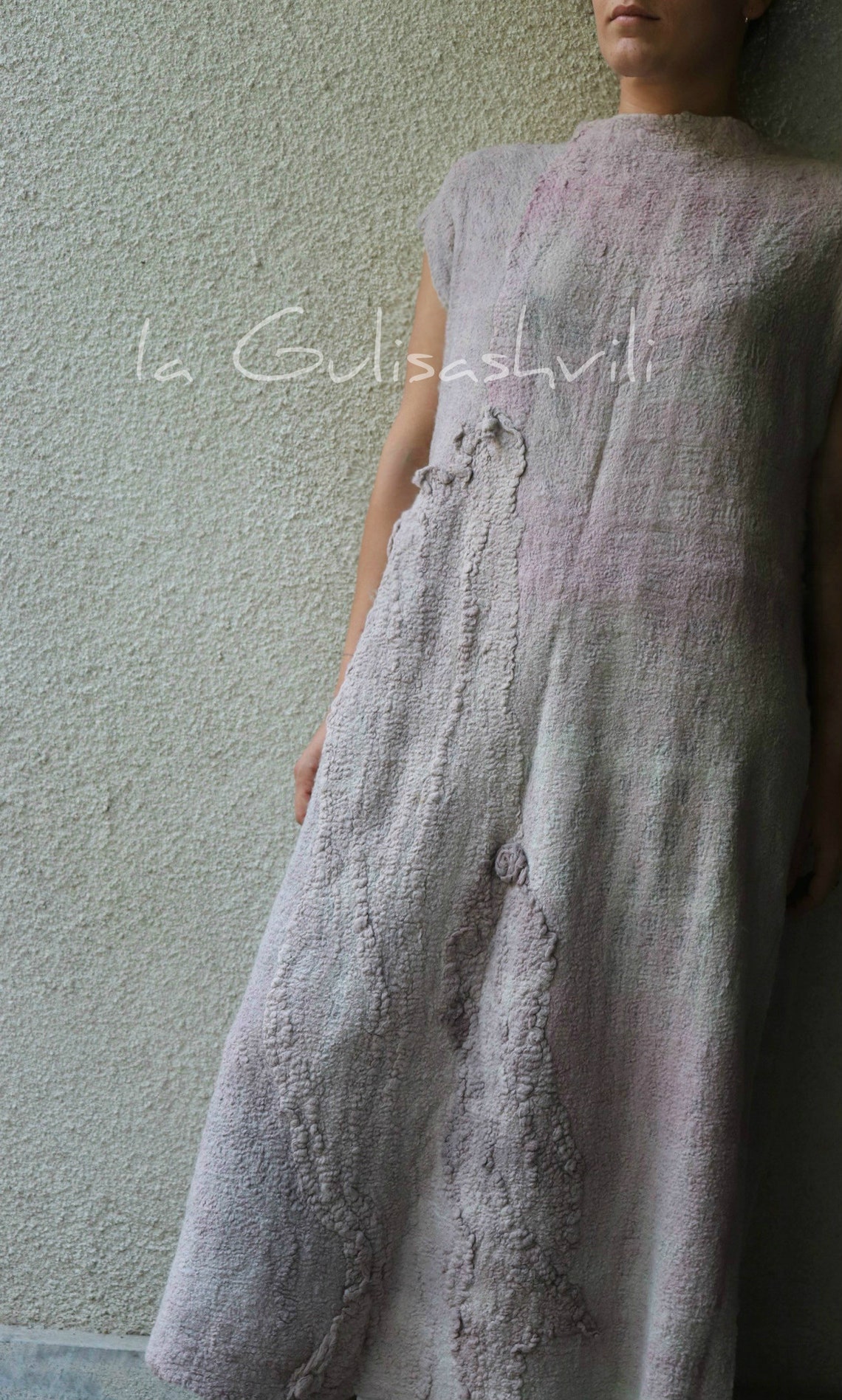 Women's Plus Size Grey-pink Hand Felted Dress..nuno Felt | Etsy