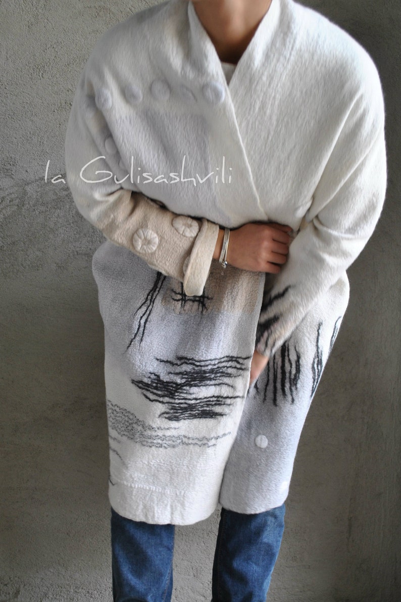 Felted jacket Women oversized coat Nuno felt coat | Etsy