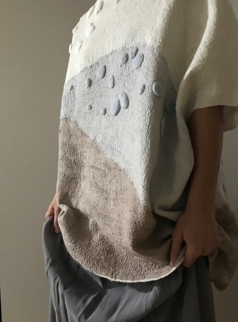 Felted Blouse, Felted Wool, Women Nuno Felt Top, Wearable Art Clothing ...