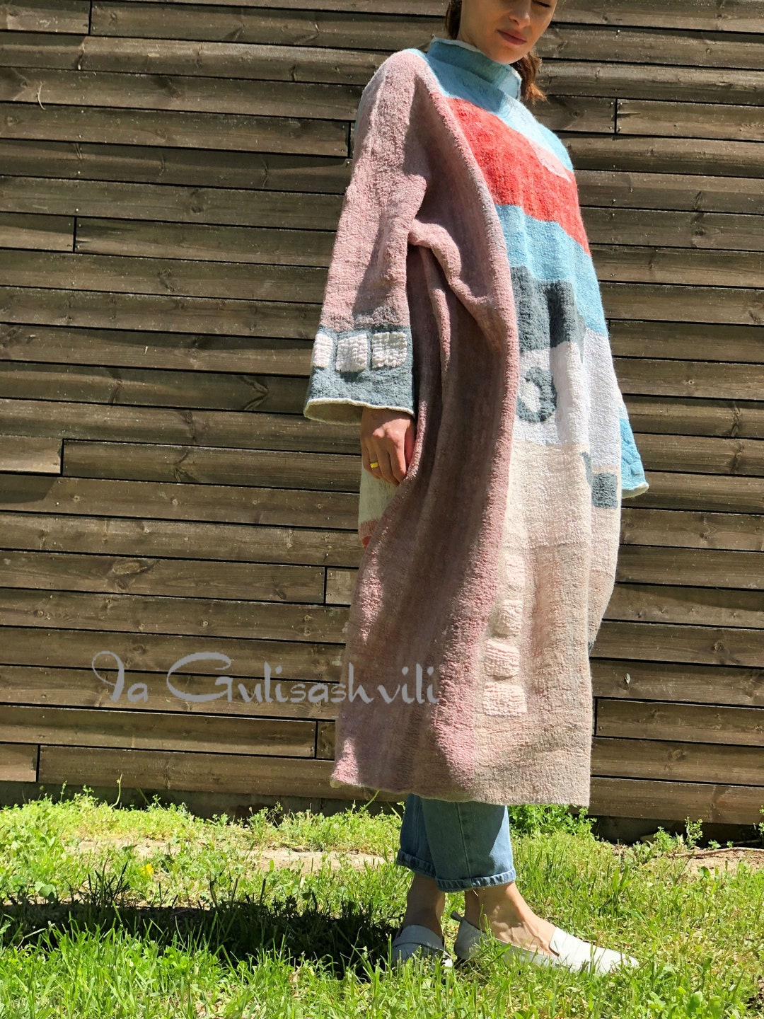 Women Oversized Felted Dress Nuno Felt Dress, Wearable Art Dress, Boho ...