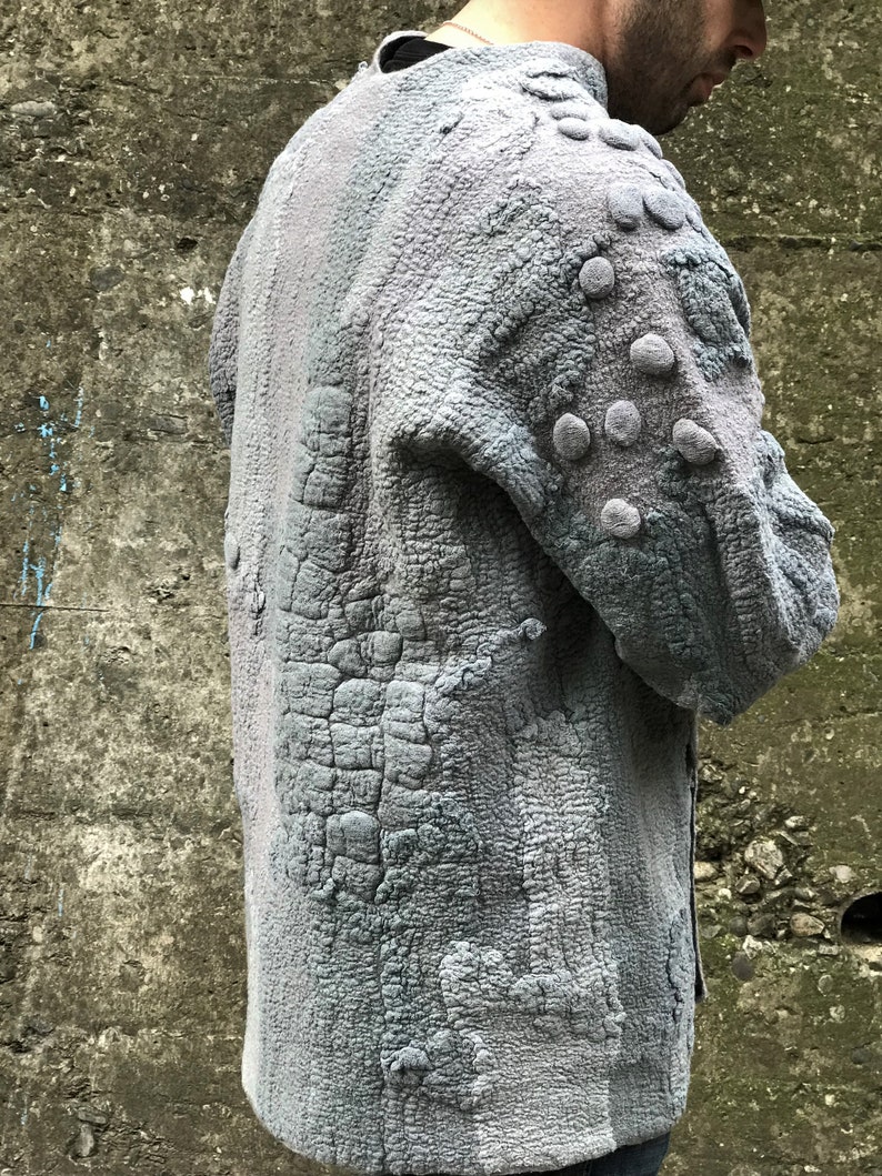 Men's Oversized Grey Felted Coat Unique Unisex Handmade Jacket ...