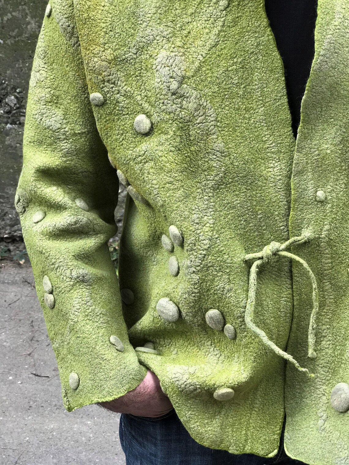 Green Oversized Felted Coat for Stylish Men. Handmade Felted Jacket Men ...