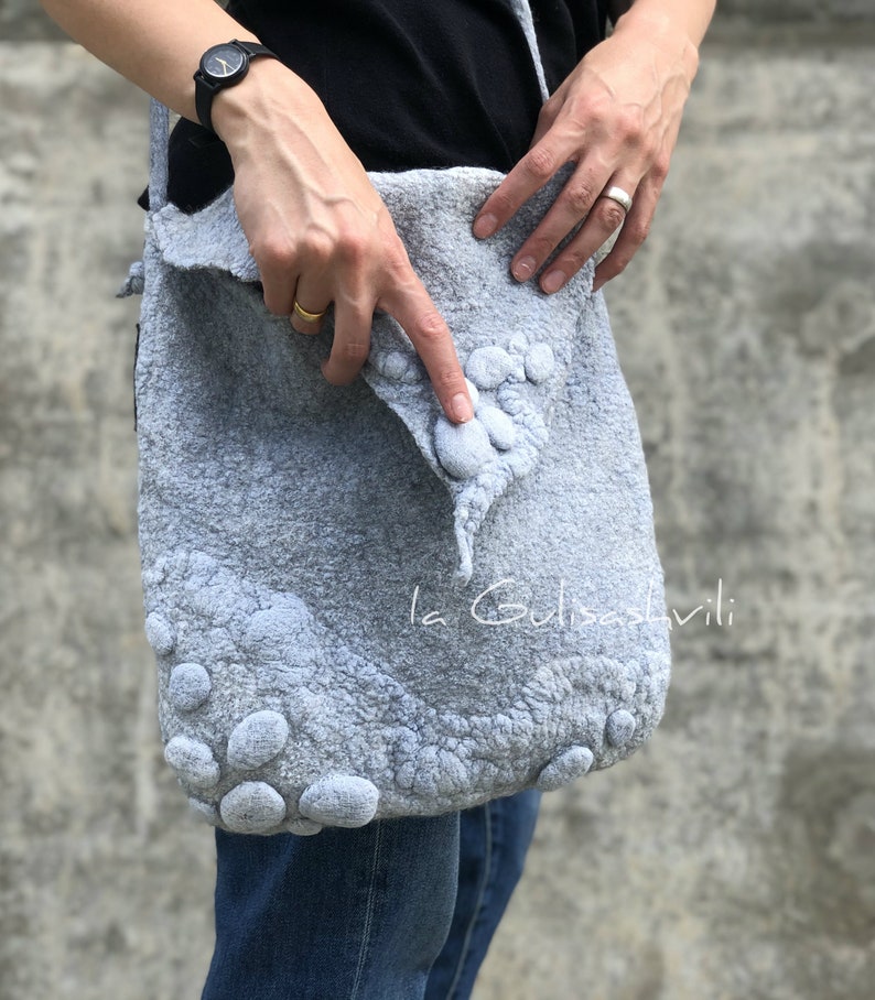 Blue Hand-felted Designer Bag. - Etsy