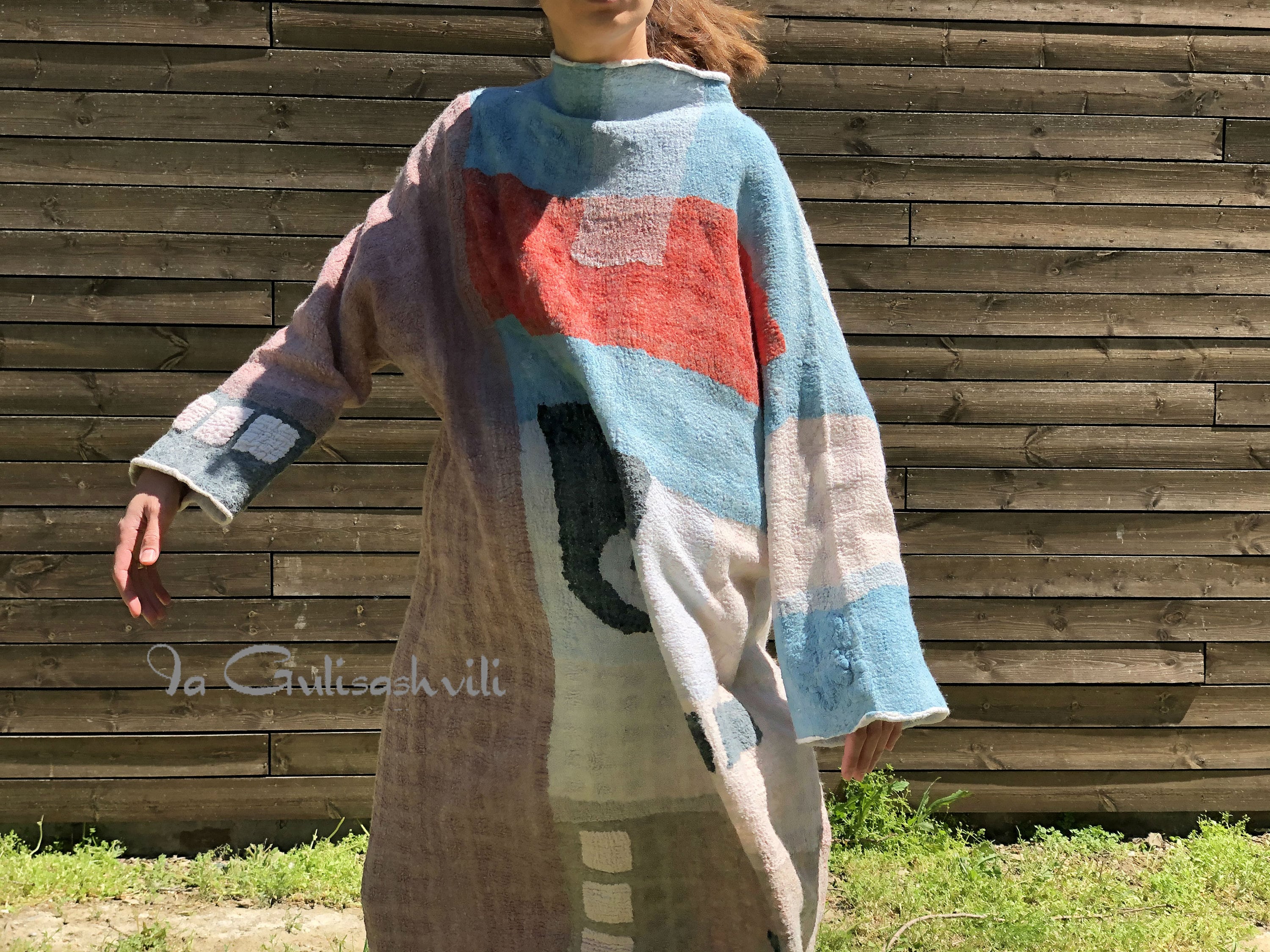 Women oversized felted dress Nuno felt dress Wearable Art | Etsy