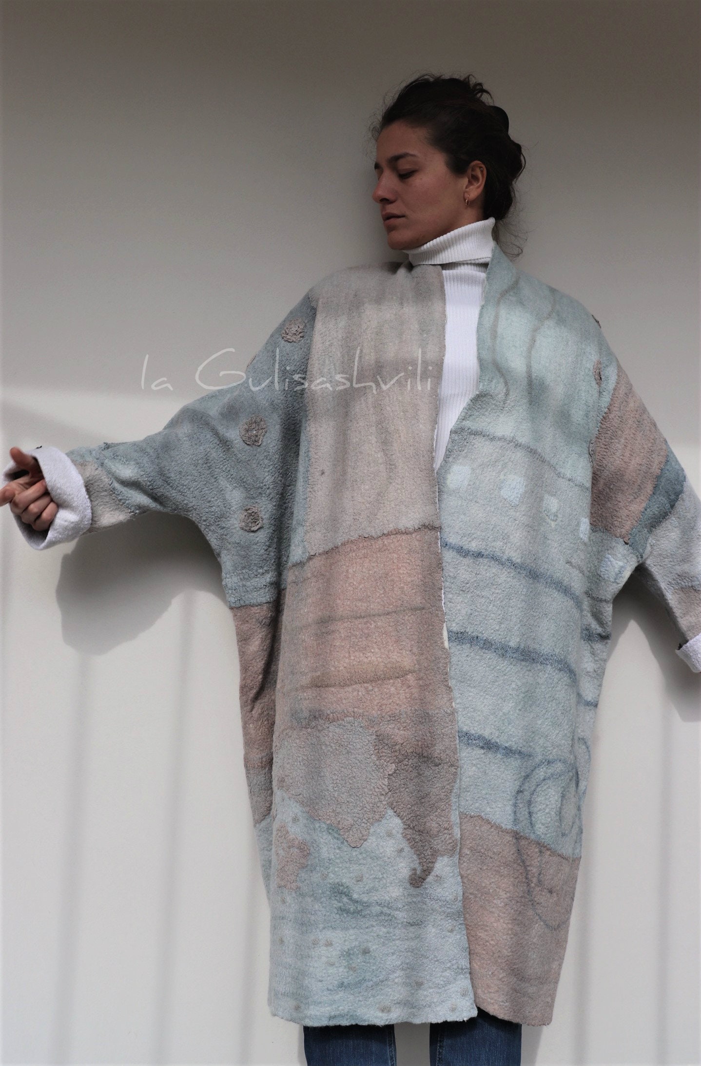 Felted Jacket Women Oversized Fall Coat. Nuno Felt Coat Wearable Art ...