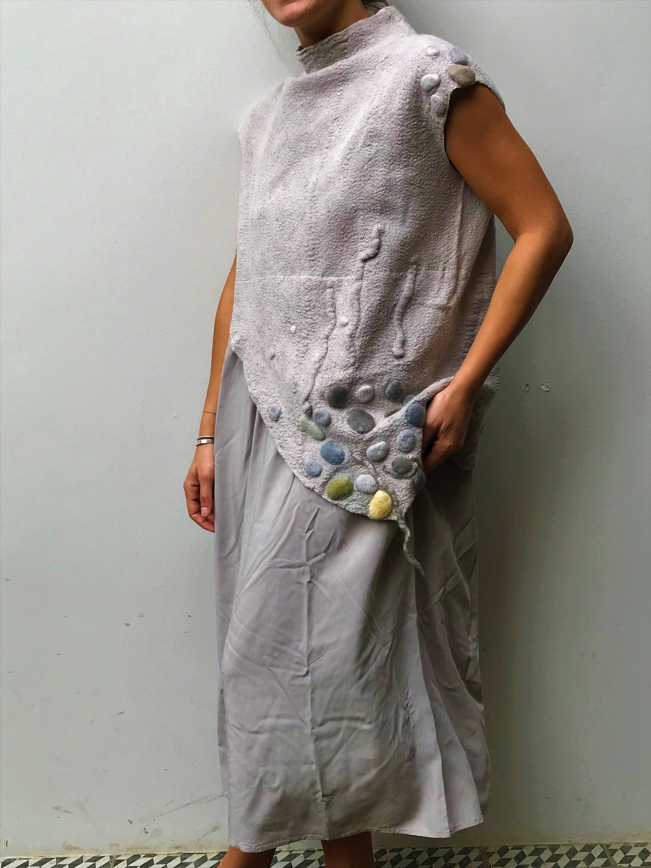 Felted Gray-beige Dress Nuno Felt Dress Felted Art Bohemian - Etsy