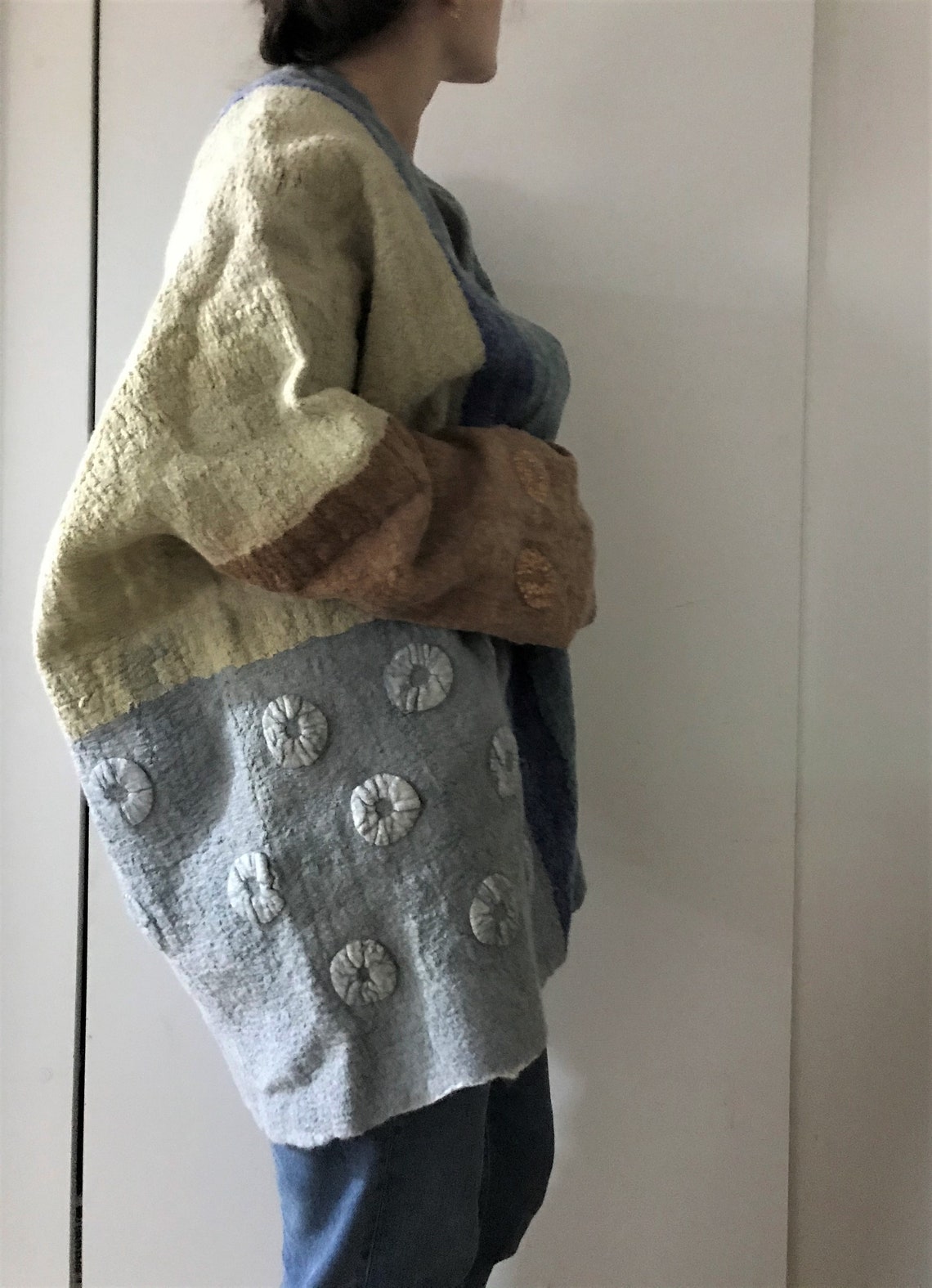 Women oversized hand felted jacket Nuno felt coat Wearable | Etsy