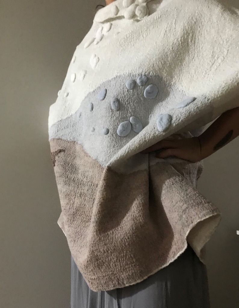 Felted Blouse, Felted Wool, Women Nuno Felt Top, Wearable Art Clothing ...