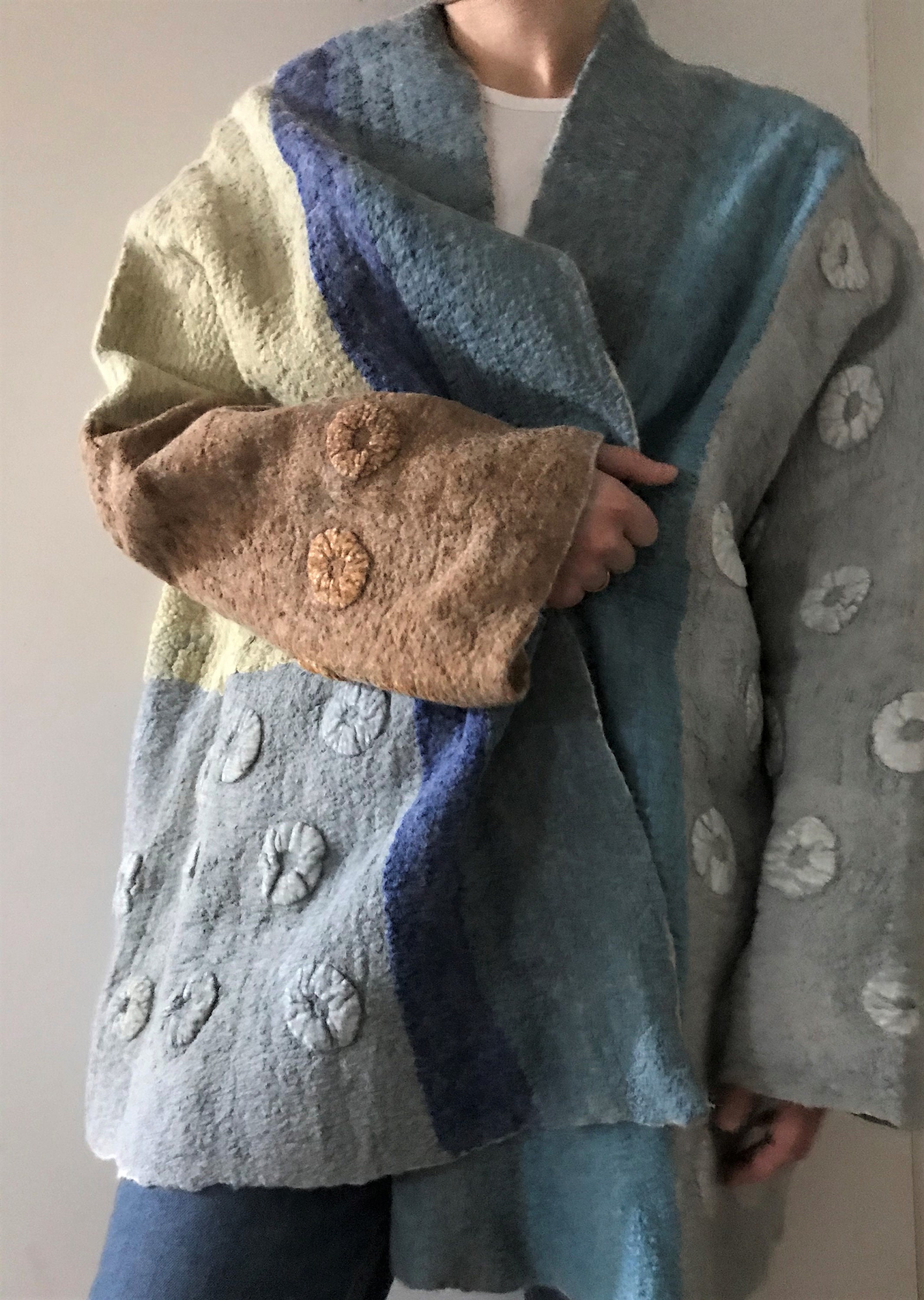 Women Oversized Hand Felted Jacket,, Nuno Felt Coat, Wearable Art ...
