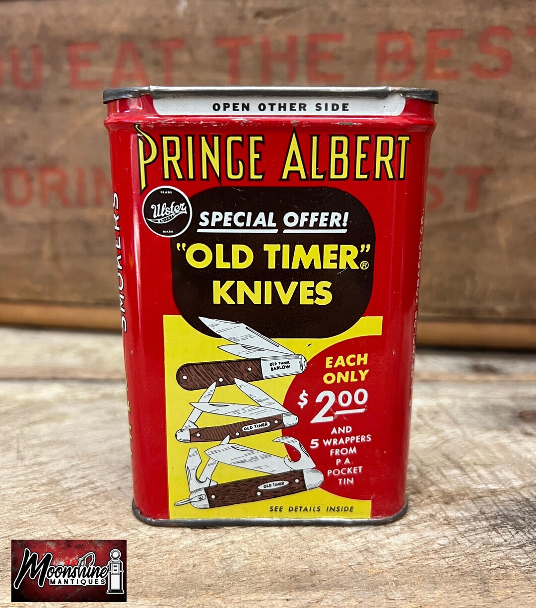 Vtg. PRINCE ALBERT Smoking Tobacco Pocket Tin Old Timer Knives - Etsy
